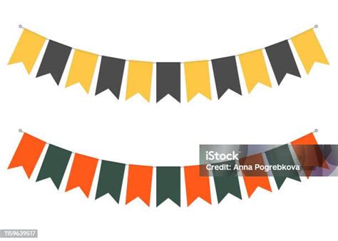 페넌트 배너 스트리머 벡터 일러스트레이션 매달려 플래그 파티 화환 장식 홀리데이 번팅 종이에 대한 스톡 벡터 아트 및 기타 이미지 Istock