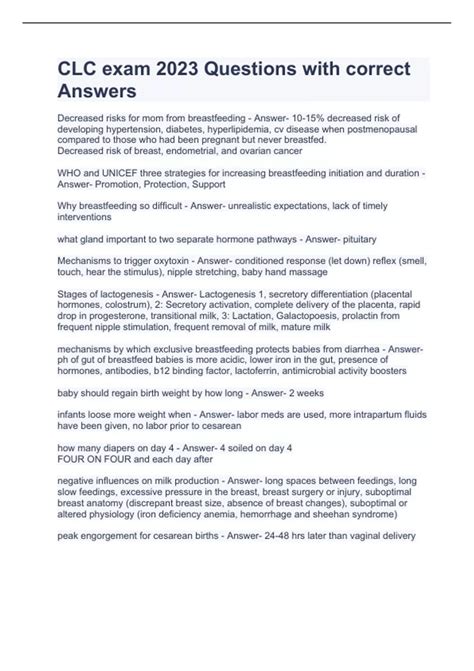 CLC Exam Questions With Correct Answers CLC Stuvia US