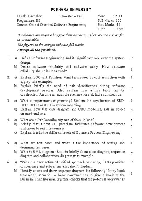 Object Oriented Software Engineering Candidates Are Required To Give