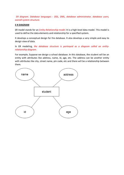 adbms module 1 notes er diagram database languages ddl dml