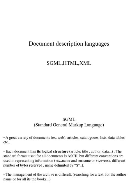 14 Sgml Html Xml Pdf Html Element Markup Language