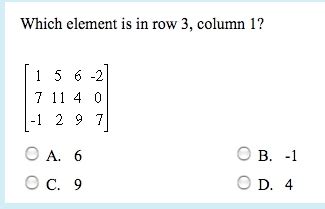 Solved Which Element Is In Row 3 Column 1 1 5 6 2 7 11 4 0 Chegg Com