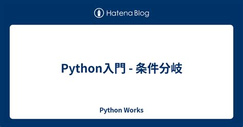 Python入門 条件分岐 Python Works
