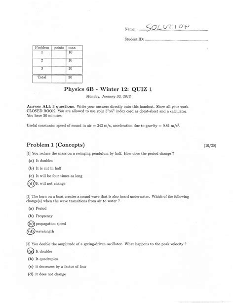 3 Solved Problems On Waves Electricity And Magnetism Midterm Exam Physics 6b Docsity