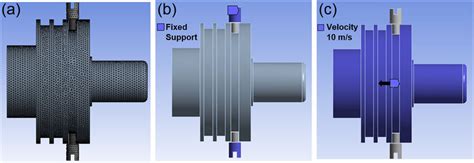 setting of finite element analysis a meshing b fixed boundary
