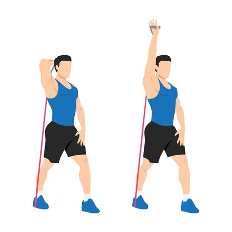 man doing resistance band tricep overhead extensions exercise 25320827