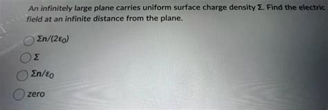 Solved An Infinitely Large Plane Carries Uniform Surface