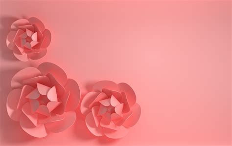 3d 렌더링 작 약 장미 종이 디지털 일러스트 레이 션 파스텔 핑크 배경 및 분홍색 종이 꽃 꽃 조성 배경 웨딩 카드 관상 주름을 달기 로맨틱 신부 부케 0명에 대한 스톡