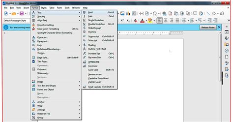 Libre Office Writer Format Menu