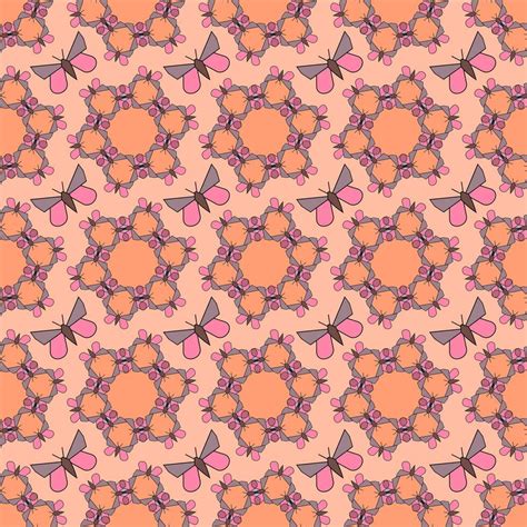 Seamless Pattern Ornament Of Geometric Figures Of Butterflies In
