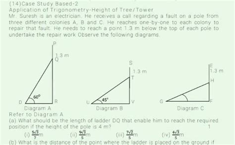 Case Study Based Application Of Trigonometry Height Of Tree Tower Mr S