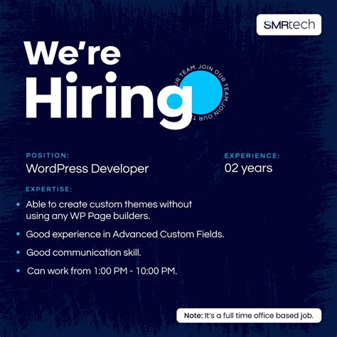 Smr Tech On Linkedin Hiring Wordpressdeveloper Jobs Jobalert