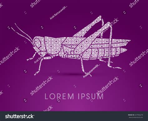 Grasshopper Designed Using Geometric Square Pattern Stock Vector