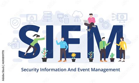 Siem Security Information And Event Management Concept With Big Word Text Acronym And Team