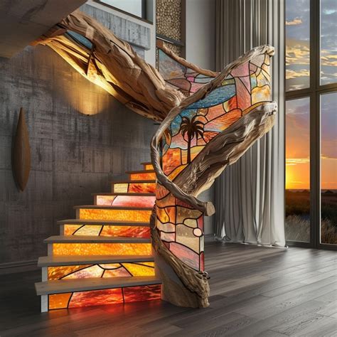 There Is A Stained Glass Staircase In A Room With A View Generative Ai