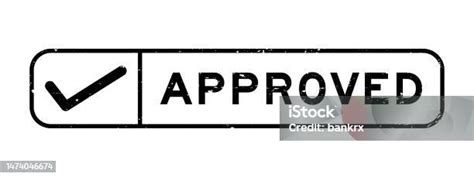 오른쪽 확인 표시 아이콘이 있는 그런지 블랙 승인된 단어 흰색 배경에 사각형 고무 씰 스탬프 지지함에 대한 스톡 벡터 아트 및 기타 이미지 Istock