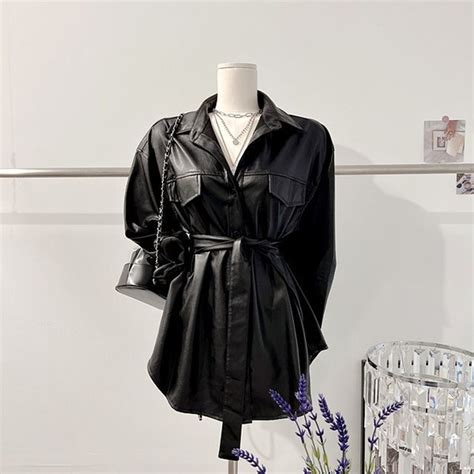 이프유마인 예쁨보장유니크 벨트set 가을 오버핏 가죽 레더 핀턱 카라 포켓 벨트 미니 셔츠 원피스 자켓이프유마인 위시버킷