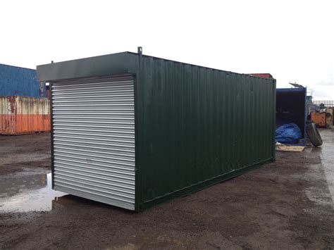 20ft X 8ft Green Used Storage Container Roller Shutter Door Uk