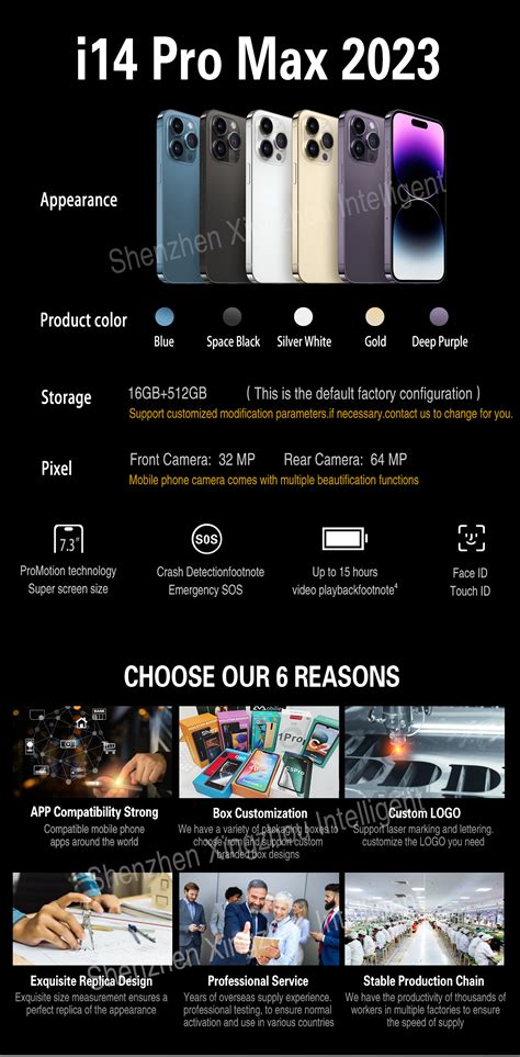 2o23 New I 14pro Max Global Version Phone 73 Inch Smartphone 16gb