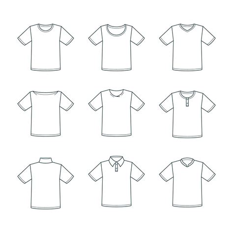 Outline T Shirt Short Sleeve Template Set 14376155 Vector Art At Vecteezy