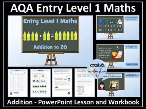 Aqa Entry Level 1 Maths Addition Powerpoint Lesson And Workbook Teaching Resources