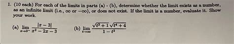 Solved Each For Each Of The Limits In Parts Chegg Com