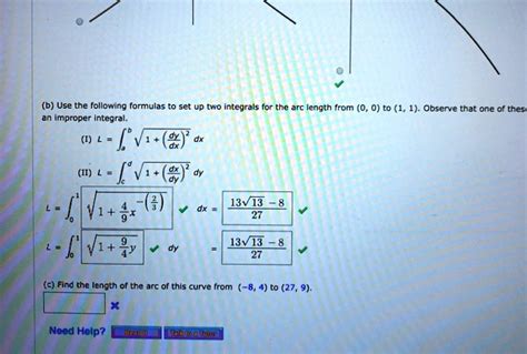 solved b use the following formulas to set up two integrals for the