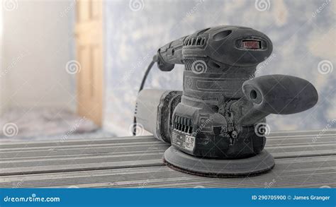 An Orbital Sander Hook And Loop Inch Sanding Disc Attached In Sitting Room Stock Photo