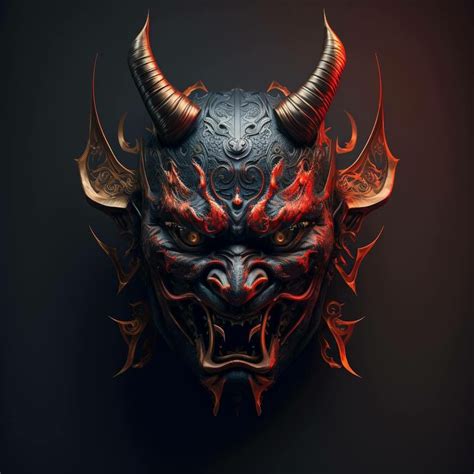 Japanese Red Oni Mask Samurai Mask Wall Hannya Mask Oni Mask Kabuki Noh