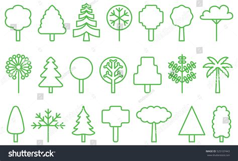 Trees Green Line Icons Stock Vector Royalty Free Shutterstock