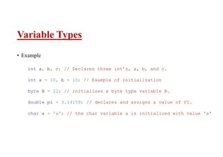 Java variable types | PDF