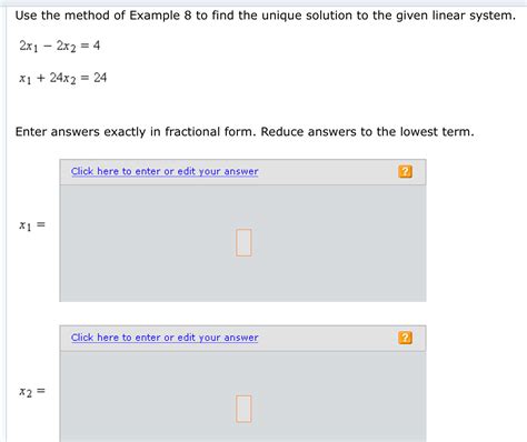 solved use the method of example 8 to find the unique