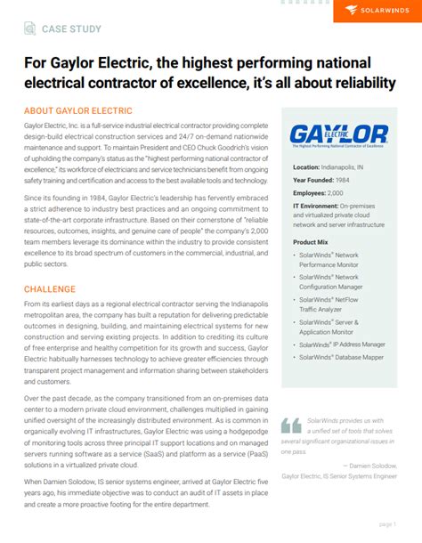 Gaylor Electric Modernizes Network Monitoring Capabilities And Systems Management With