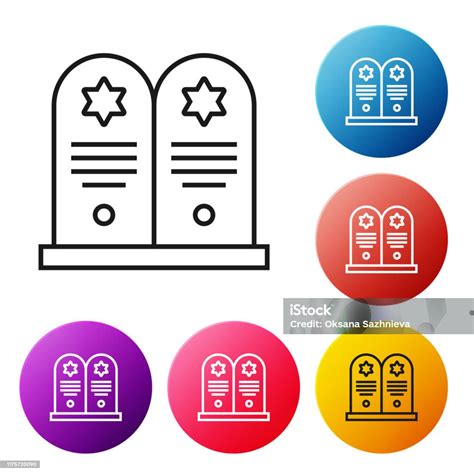 흰색 배경에 고립 된 데이비드 아이콘의 별이있는 검은 색 선 삭제 표시 유대인 의 무덤 돌입니다 묘비 아이콘입니다 아이콘