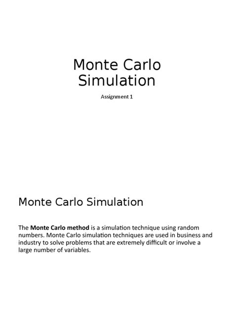 Monte Carlo Simulation Assignment 1 Pdf Randomness Monte Carlo Method