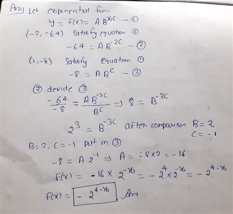 Solved Find The Equation For An Exponential Function That Passes Course Hero