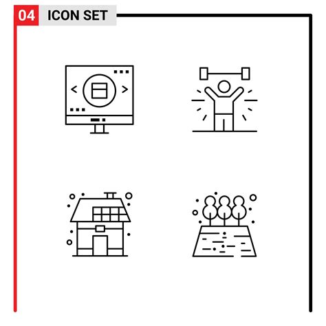 User Interface Pack Of 4 Basic Filledline Flat Colors Of Glass Lifting Shopping Exercise Energy