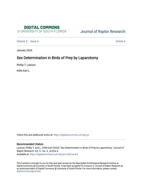 Sex Determination In Birds Of Prey By Laparotomy Pdf Anesthesia