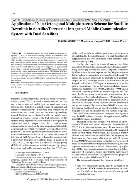 pdf application of non orthogonal multiple access scheme for