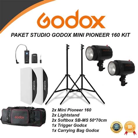 Paket Flash Lampu Studio Godox Mini Pioneer 160 Kit Free Light Stand