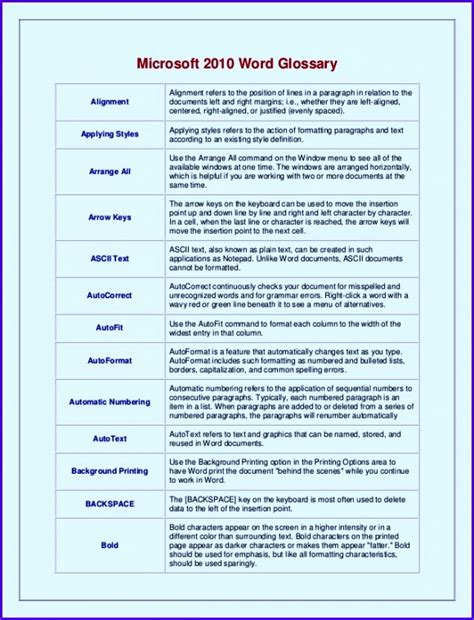 9 Glossary Template Excel Excel Templates