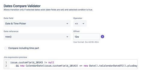 Compare A Date Custom Fields Validator Using Jira