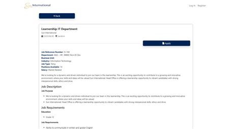 10 X Sun International It Learnerships 2025 Learnership Date… Shosha Mpofu