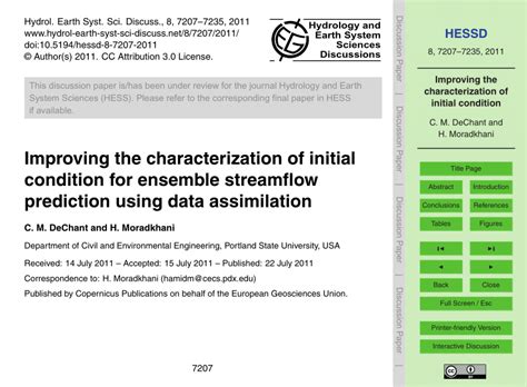 Pdf Improving The Characterization Of Initial Condition For Ensemble Streamflow Prediction