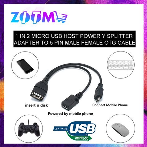 MICRO USB MALE TO USB FEMALE HOST OTG CABLE Y SPLITTER 2 IN 1 OTG MICRO USB Shopee Malaysia