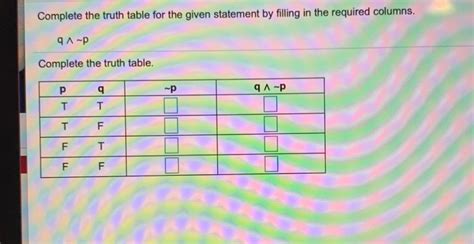 Solved Complete The Truth Table For The Given Statement By Chegg Com