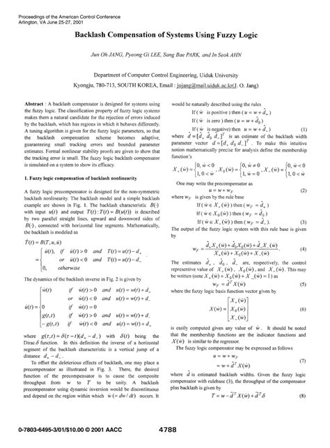 pdf backlash compensation of systems using fuzzy logic