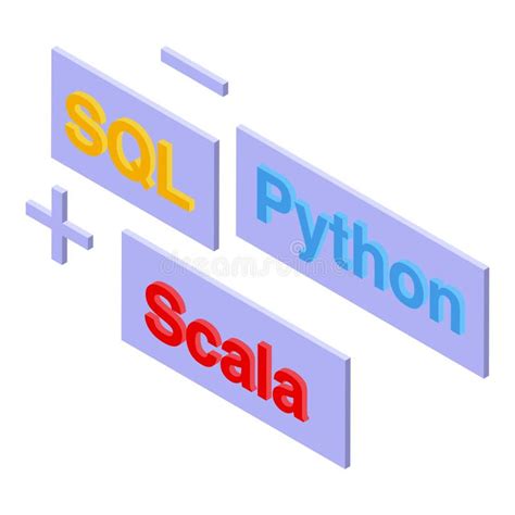 Programming Languages Combination With Sql Python And Scala Stock