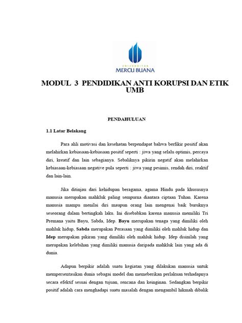 Modul 3 Pendidikan Anti Korupsi Dan Etik Umb Pdf