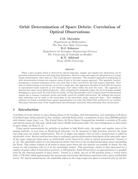 Pdf Orbit Determination Of Space Debris Correlation Of Optical
